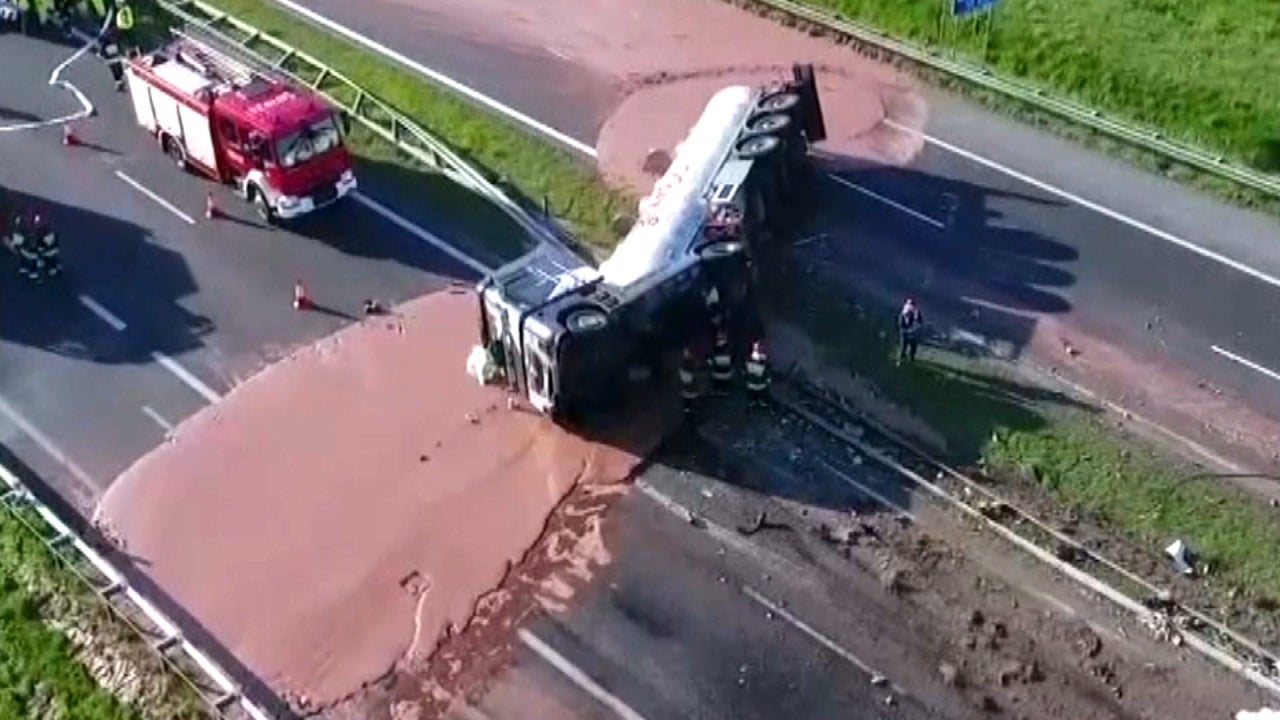 Tanker Full of Chocolate Spills All Over Highway | Inside Edition