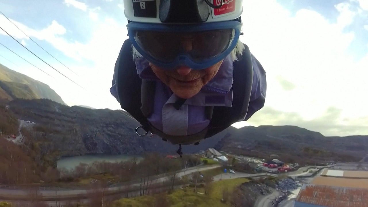 85-Year-Old Hits 100 MPH on Fastest Zipline in the World | Inside Edition